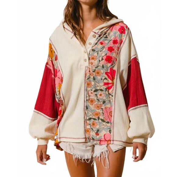 BiBi | Tops | New Bibi Blush Bloom Hoodie In Cream | Poshmark